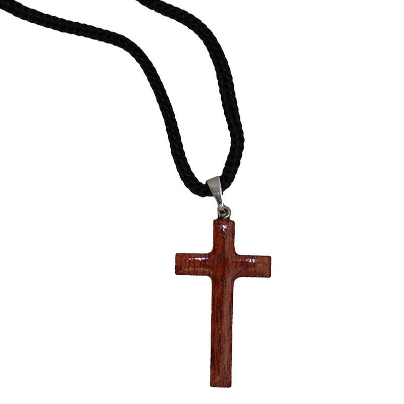 Cordão Crucifixo Cruz de Madeira - Artigos Religiosos Gil e Jo