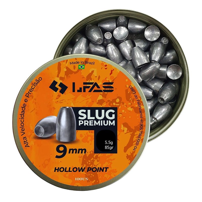 Chumbo 9mm Slug Premium 5,5g 85 Grains 100un PCP - LFAS - LFAS ...