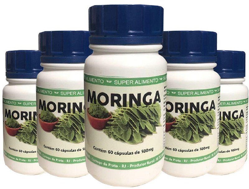 Moringa 500 mg 60 Caps Kit com 5 frascos - Sitio Santa Luz