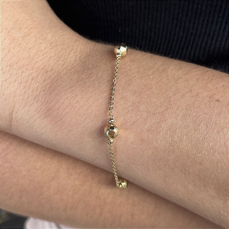Pulseira com Bolas 6mm Detalhadas Semijoias 18k - MP158 - ZAROH JOIAS ...