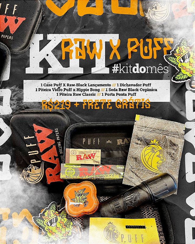 KIT PUFF X RAW BLACK - Tabaca 015