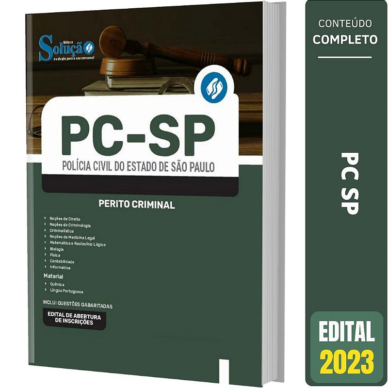 Apostila PC SP 2023 - Perito Criminal - Solução Concursos | Apostilas ... Apostila PC SP 2023 - Perito Criminal - Solução Concursos | Apostilas ...