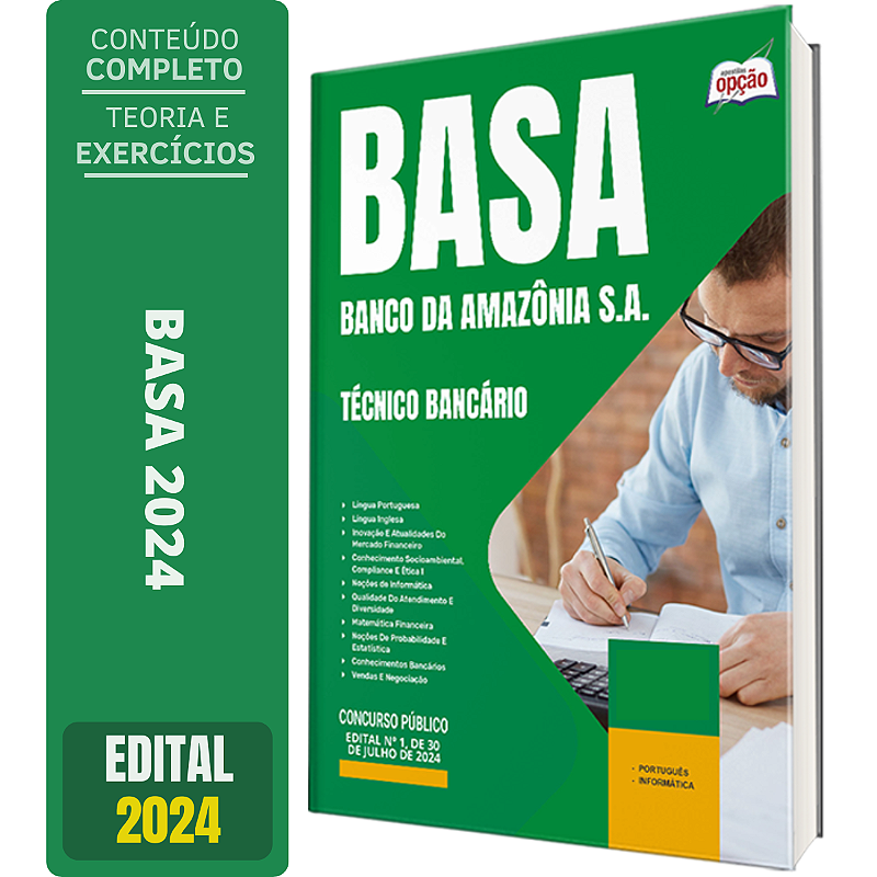 Apostila Completa BASA 2024 - Técnico Bancário - Banco da Amazônia ...