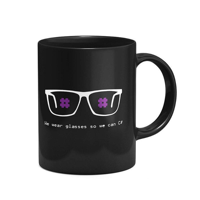 Caneca Dev C sharp Glass preta - Fun Geek Store