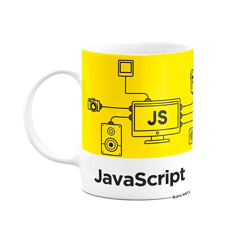 Caneca Dev Js JavaScript Branca - Fun Geek Store