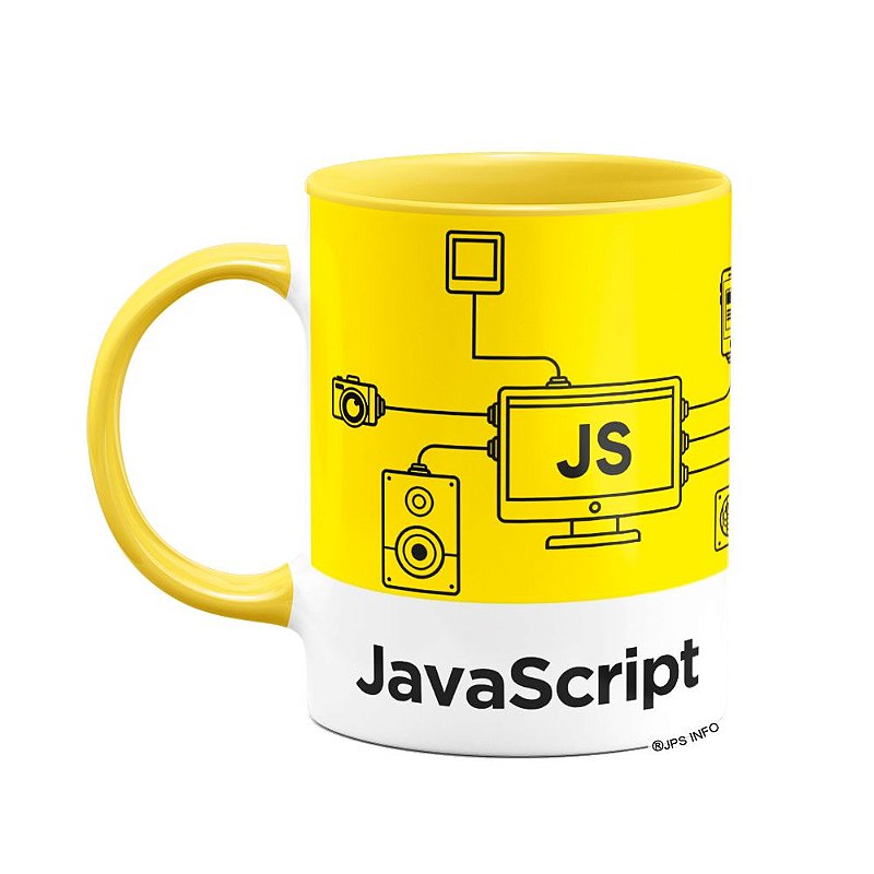 Caneca Dev - JS JavaScript B-yellow - Fun Geek Store