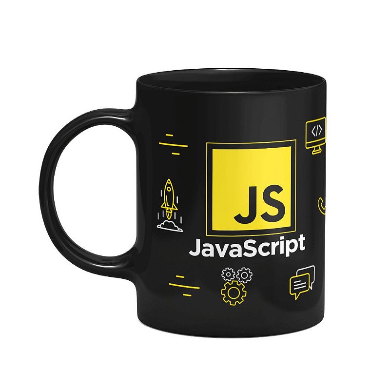 Caneca Dev - New Mug JavaScript JS - preta - Fun Geek Store