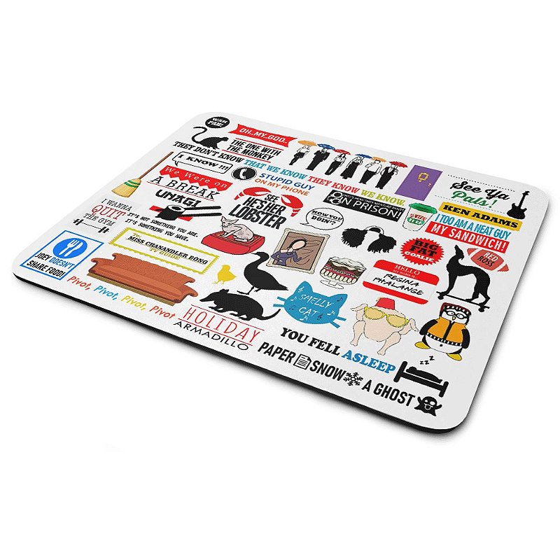 Mouse Pad Geek Icons Moments White - Friends - Fun Geek Store