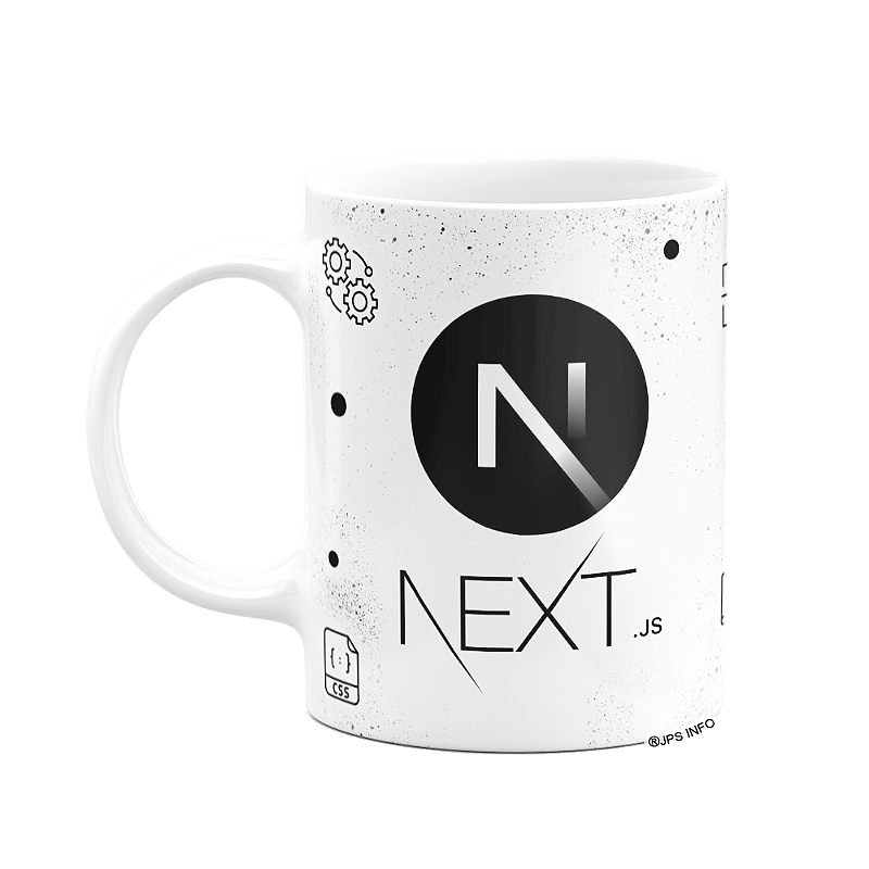 Caneca Geek Dev Programador - Next JS - 325ml branca - Fun Geek Store