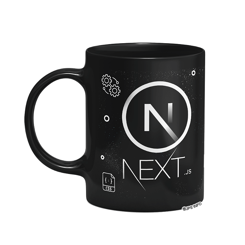Caneca Geek Dev Programador - Next JS - 325ml preta - Fun Geek Store