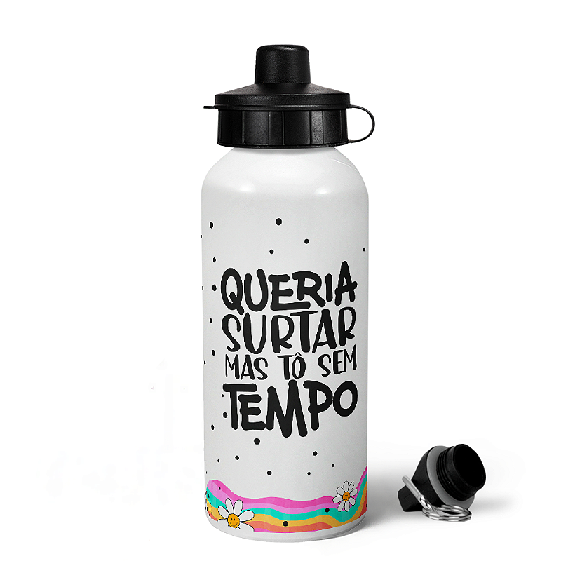 Garrafa Squeeze MQ Vibes - Queria surtar mas tô sem tempo - Fun Geek Store