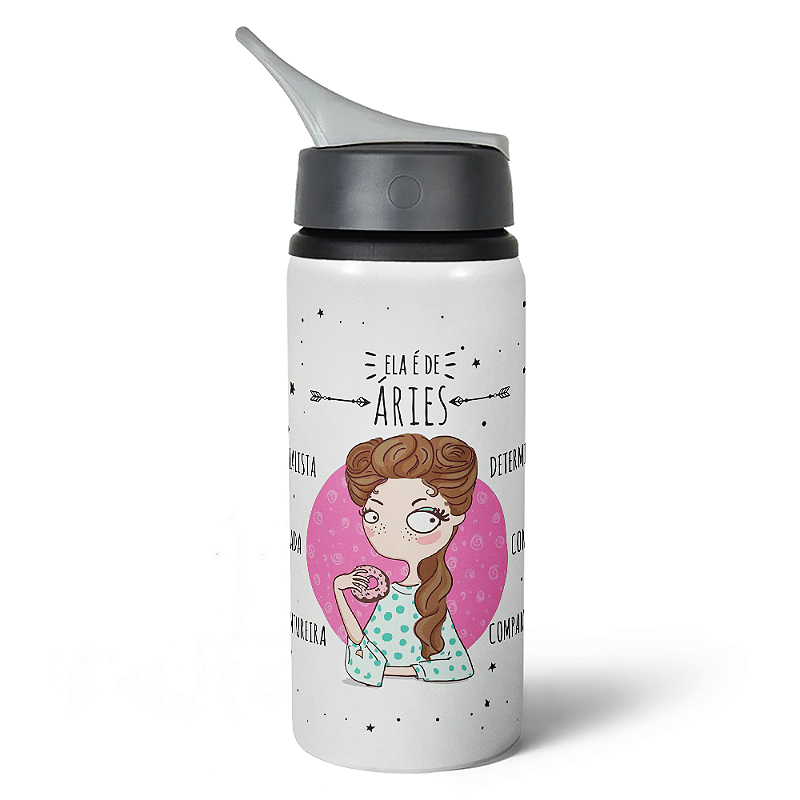 Garrafa Squeeze NK Signos - Ela é de Áries - 600ml - JPS INFO