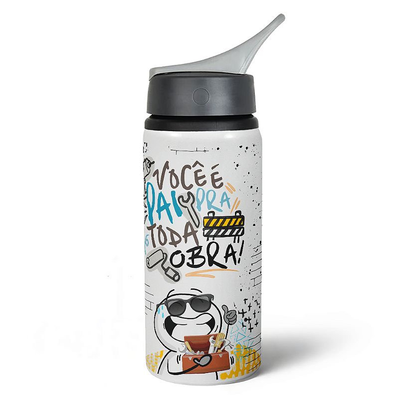 Garrafa Squeeze NK Funny Pais - Você é pai pra toda obra - Fun Geek Store