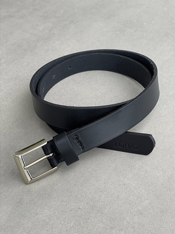 Cinto Feminino Basic em Couro Lohaz Preto/Ouro - lohaz.com.br