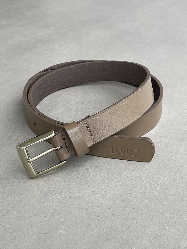 Cinto Feminino Basic em Couro Lohaz Taupe/Ouro - lohaz.com.br