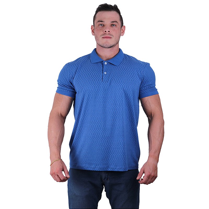 Camisa Gola Polo Masculina Rentex MXD Conceito Quadradinhos Azul Royal ...