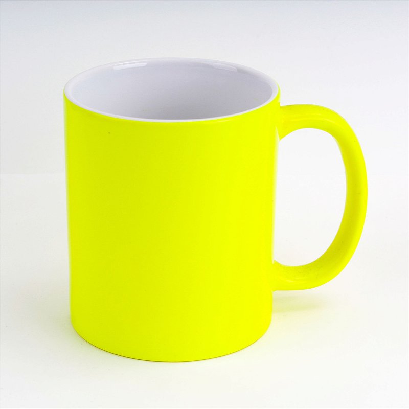 Caneca de Porcelana Neon Amarela - Alpha Fotografia e Presentes Criativos