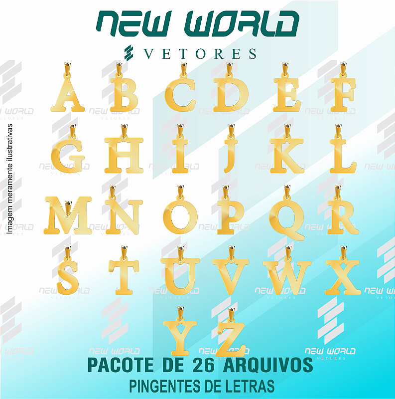 Pacote de Arquivos de Pingentes de Letras - Formato DXF - New World ...