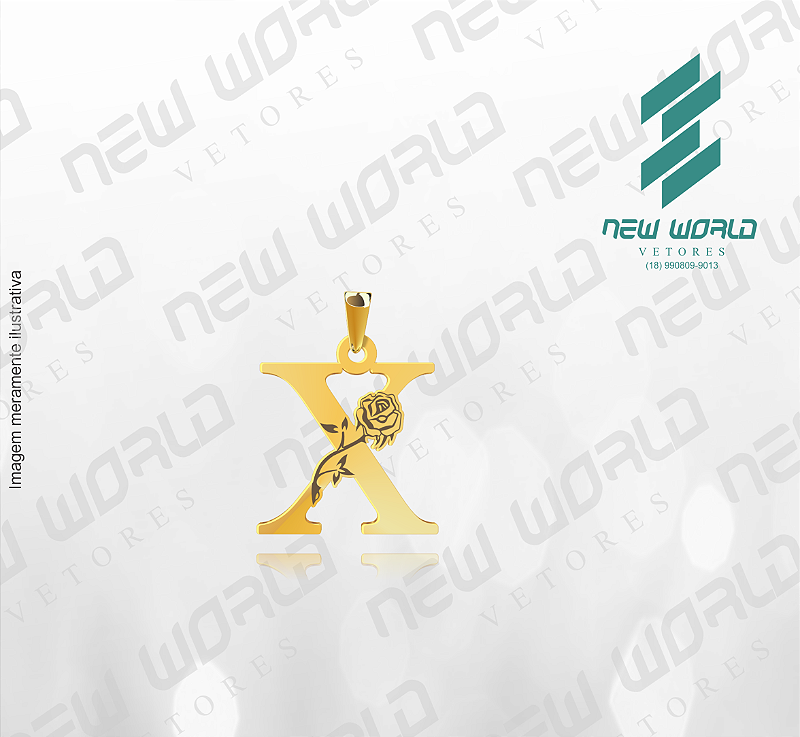 Arquivo de Pingente Rosa Letra X - Formato DXF - New World Vetores a ...