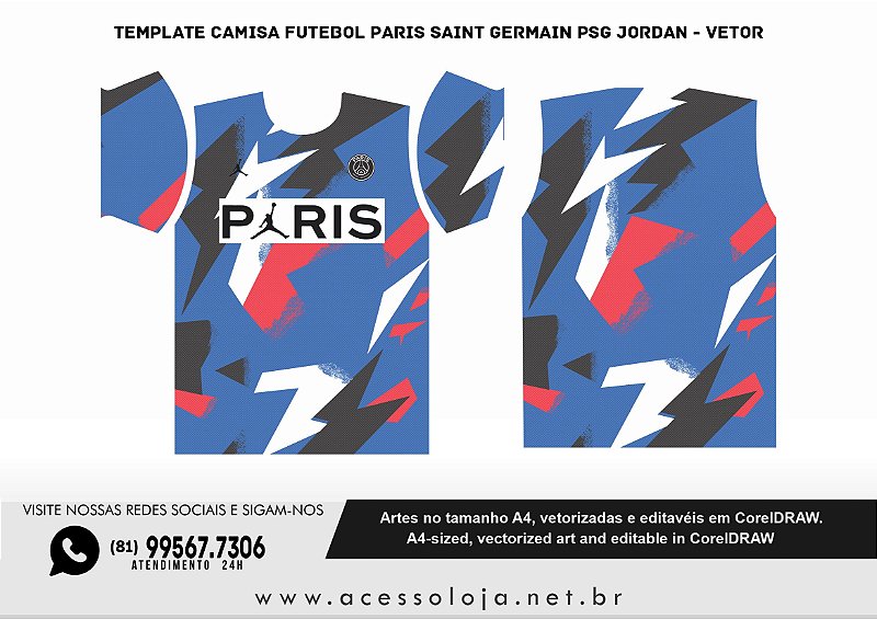 Template Camisa Futebol paris saint germain psg jordan - Vetor - Acesso ...