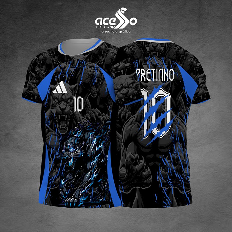 Template Camisa - Pantera fire azul 25 - Vetor - Acesso Loja - A sua ...