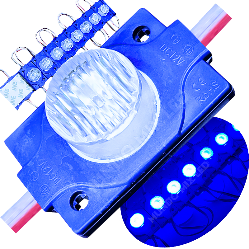 módulo led mega lente 3030 1,5w 12v 1-led azul royal ip67 12volts 60º - Modulo De LED Para ...
