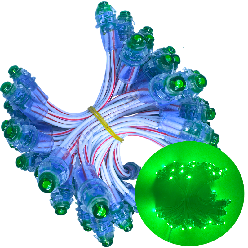 Pixel Led 9mm 1-LED 0,3W 12v Verde Puro IP68 A Prova D’água 9mm 12volt ...