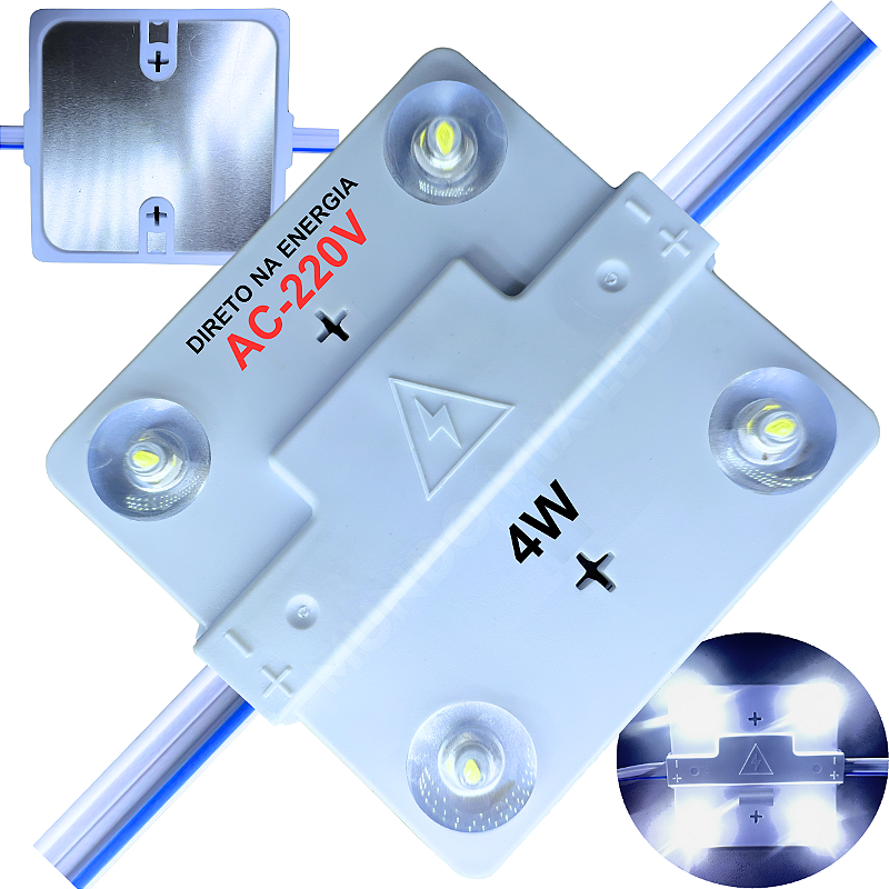 Módulo LED 6X6 AC-220V 4W 4-LEDs Branco Frio IP67 Direto Na Energia ...