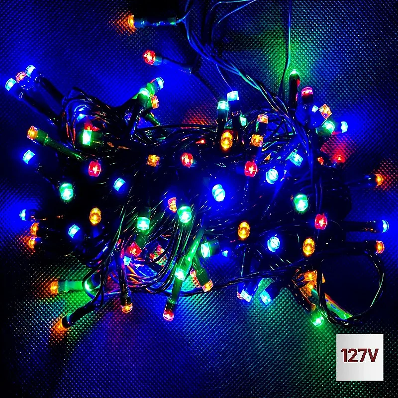 Pisca-Pisca 100 Lâmpadas Led Colorido Fio Verde 8f 127v - Atacadão Global