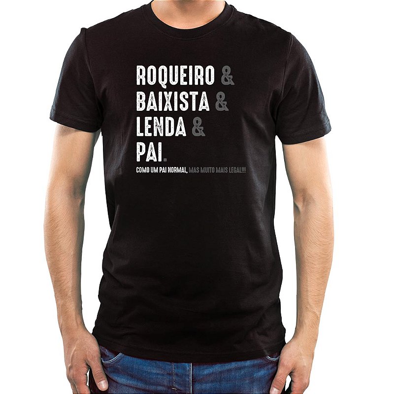 Camiseta Pai Baixista Preta | 100% Algodão - Roquenrou | Estampado na Veia!