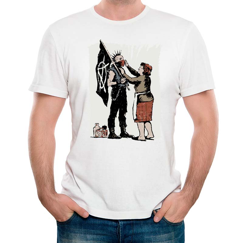 Camiseta Pseudo Punk Branca | 100% Algodão - Roquenrou | Estampado na Veia!