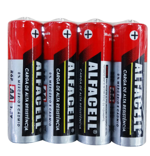 PILHA COMUM PQ AA 1.5V COM 4 UNIDADES ALFACELL - Meiliss