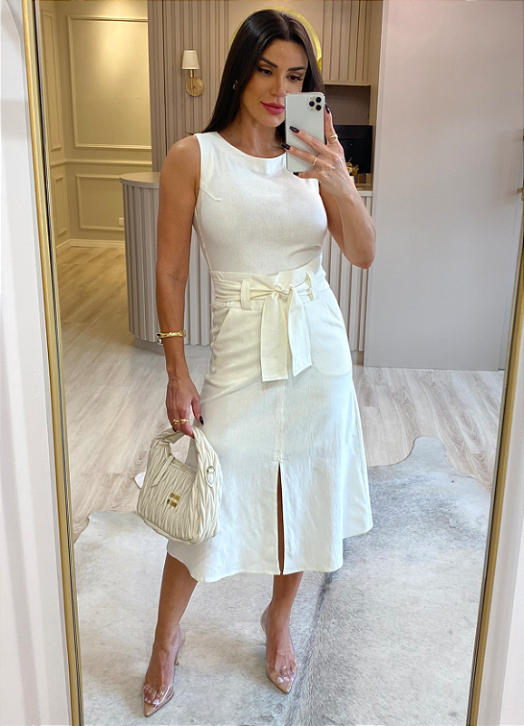 Conjunto Blusa Melina e Saia Clochard | Linho - Amanda Magro Store ...