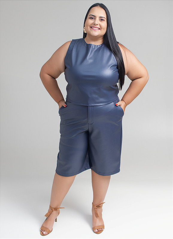 Bermuda Catarina Plus Size | PU Sintético Premium - Amanda Magro Store ...