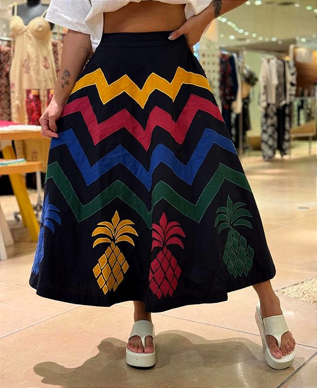 Saia Godê Bordada Onda de Cor Farm - CAL OFFICE