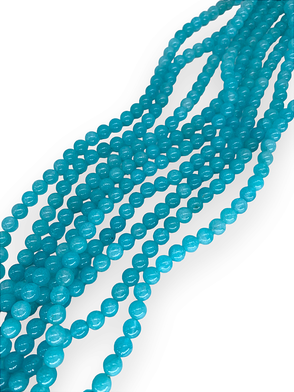 Jade Tingida Azul Turquesa (Leitosa) - Esfera Lisa - Jade Stone