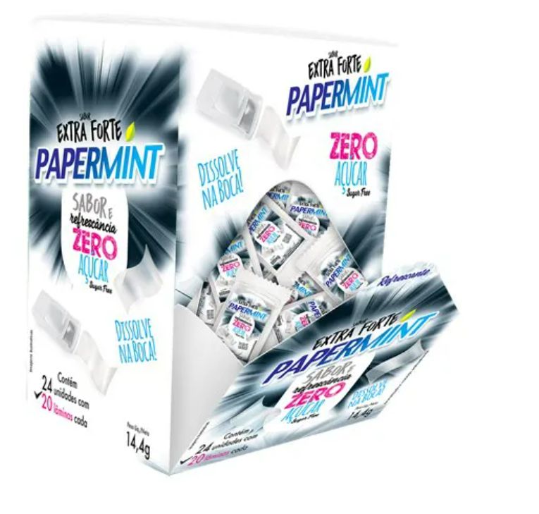 Lâmina Refrescante PAPERMINT Sabor Extra Forte Zero c/ 24 un - Santa ...