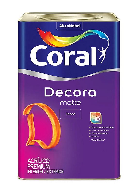 Tinta Latex Acrilico Fosco Coral Decora Matte.18L Branco - Tocco - Tudo para sua reforma e ...