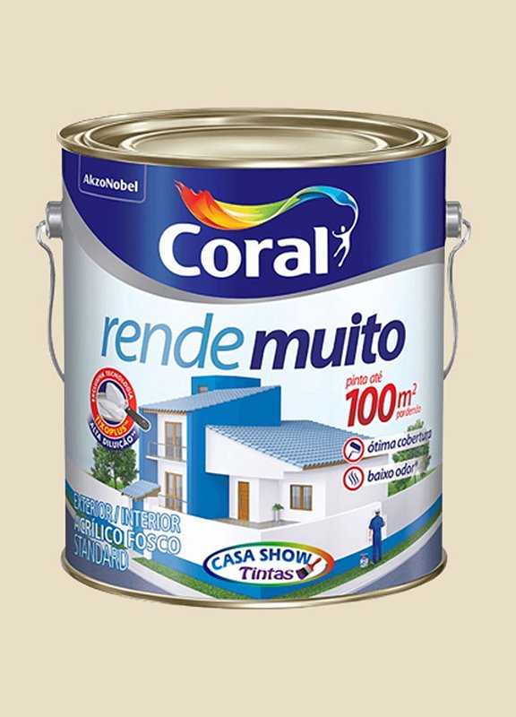 Tinta Látex Acrílico Fosco Coral Rende Muito 3,6L - Palha - Tocco - Tudo para sua reforma e ...