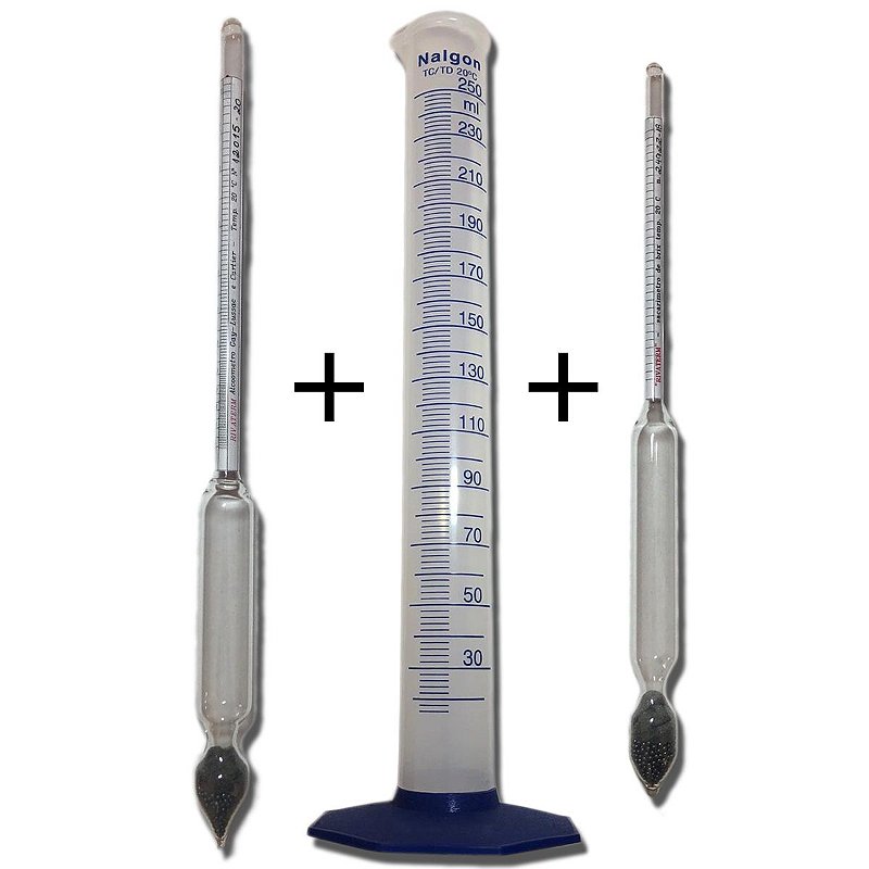 Kit Densímetro Alcoômetro + Proveta + Sacarímetro Brix - MM Comércio
