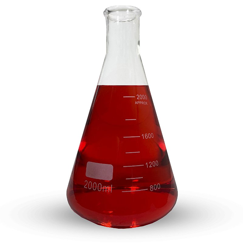 Erlenmeyer 2000Ml Boca Estreita Graduado em Vidro Boro 3.3 - MM Comércio