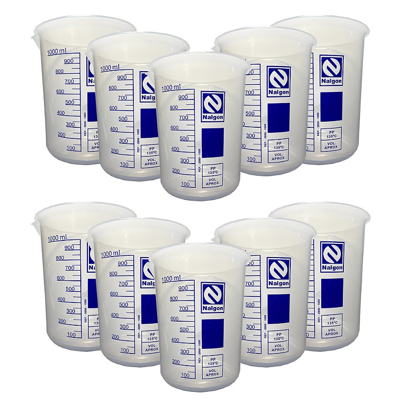 Kit 10 Becker De Plástico 1000ml Polipropileno Autoclavavel - MM Comércio