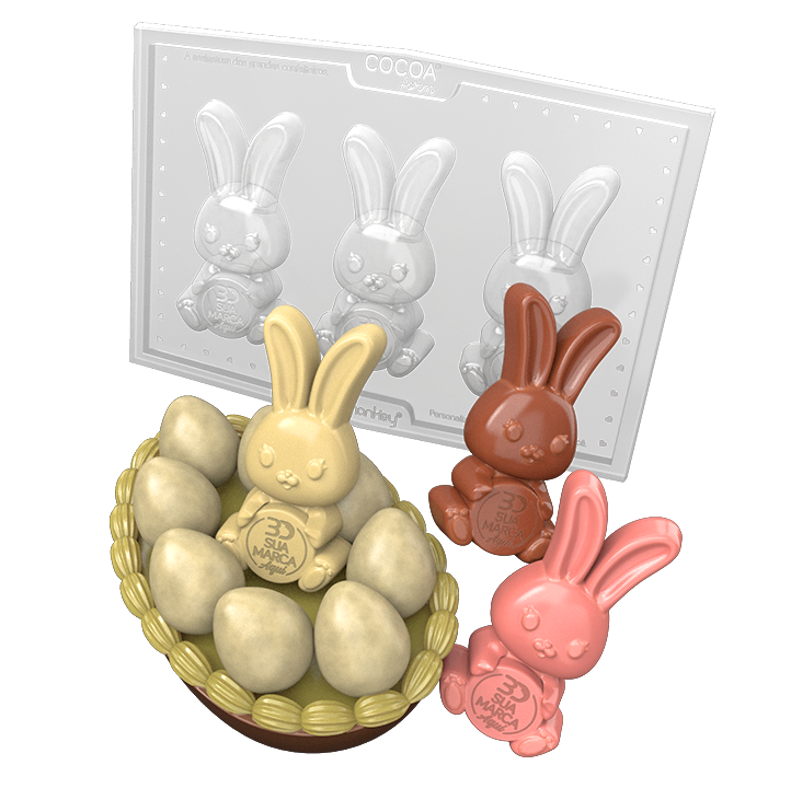 cocoa form coelhinho fofinho - 3D Monkey - Formas para chocolate ...
