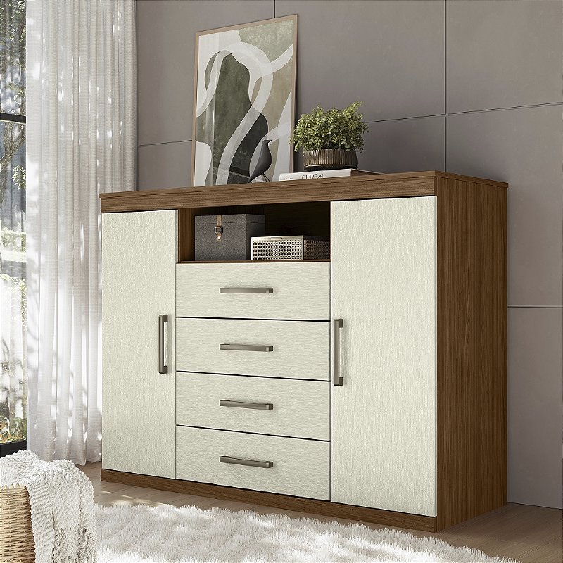 Cômoda Master - 309943 - Jatobá/Areia - Santos Andira - LOJA MUNDI MÓVEIS