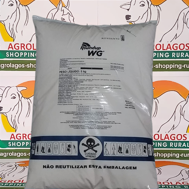 Herbicida Roundup WG720 5 kg - Glifosato 72% - Mata Mato Granulado ...
