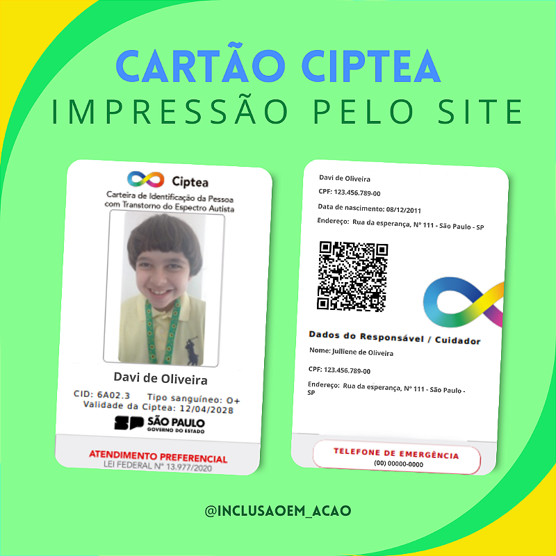 IMPRESSÃO CARTÃO CIPTEA - INCLUSÃO E AÇÃO