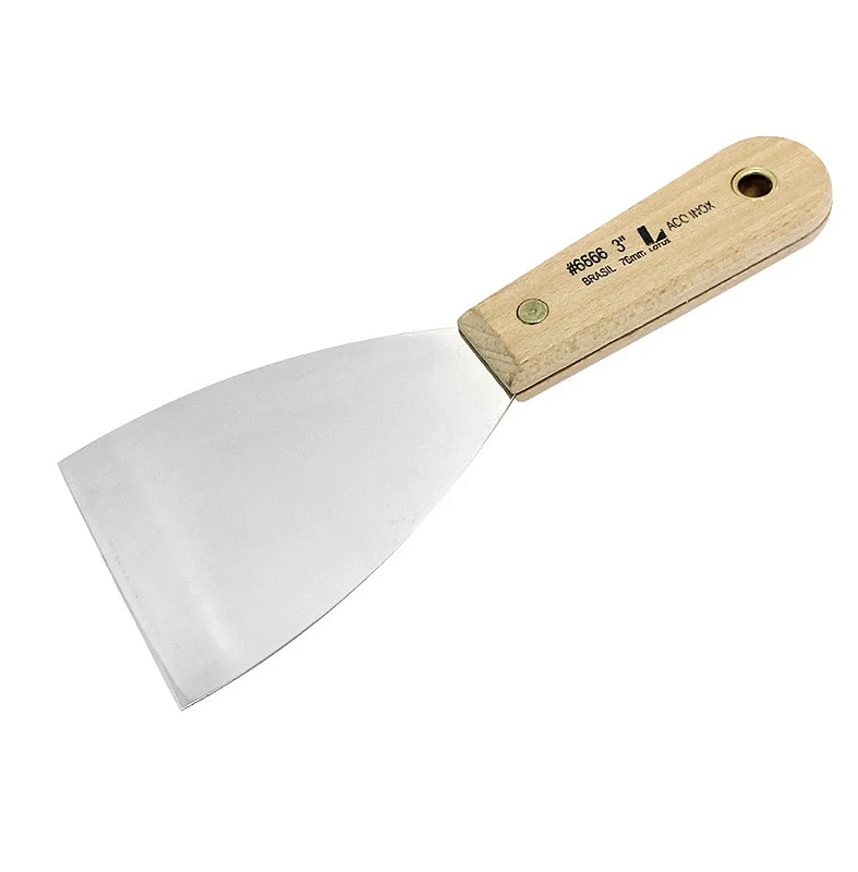 Espátula Multiuso de Aço Inox Cromado com Cabo de Madeira 3 polegada ...