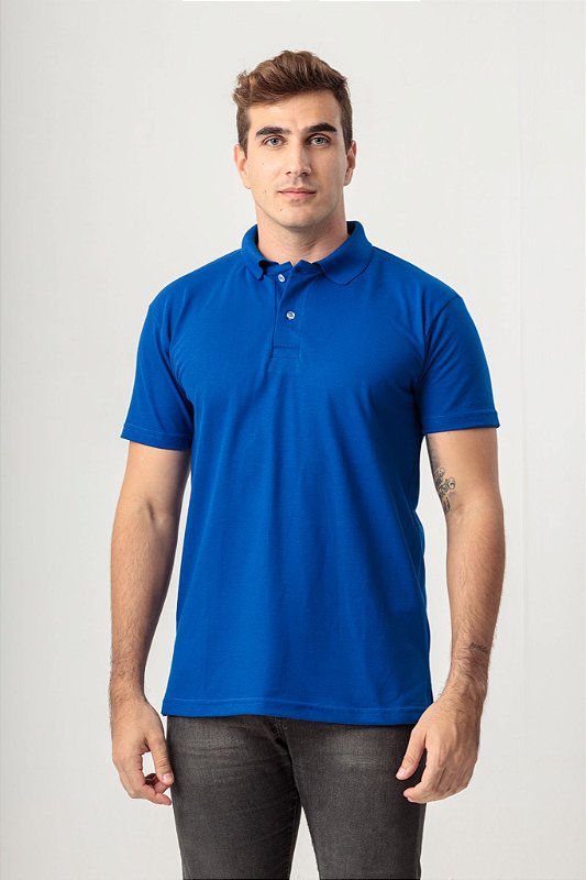 CAMISA POLO MASCULINA AZUL ROYAL - Loja Baziko