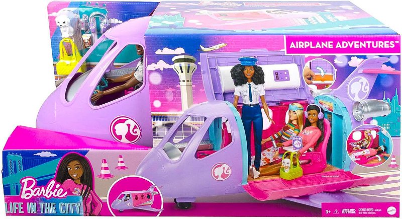 Boneca Barbie e Conjunto Aventuras de Avião Mattel HCD49 - Star Brink ...