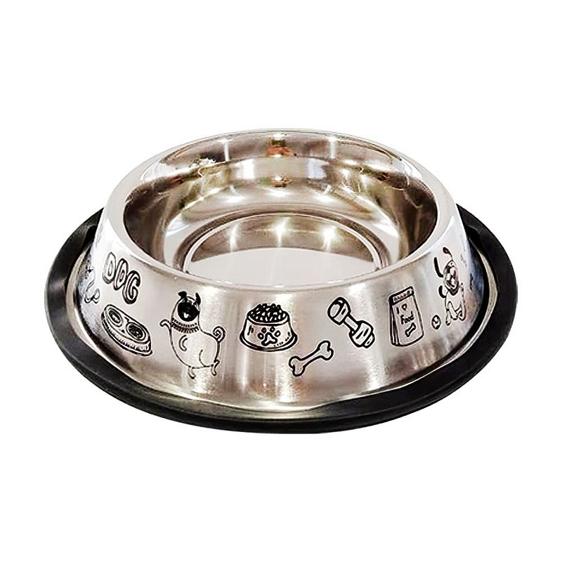 Comedouro Inox Decorado Anti-Derrapante - 350ml - Dropet Distribuidora ...